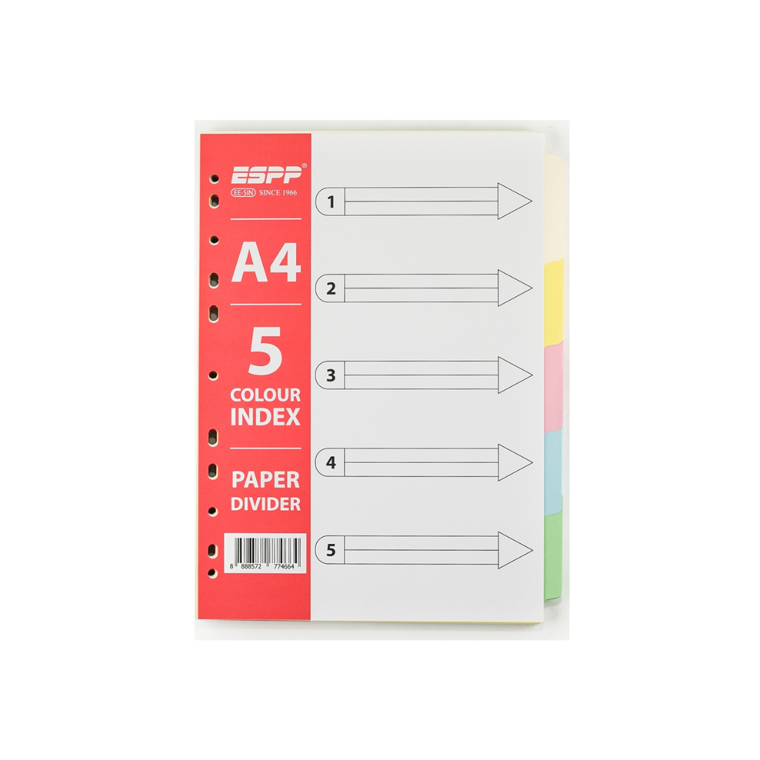 A4 Paper Divider 5 Colours (10 Sets/Packet) – Kukaya Media Supplies Pte Ltd